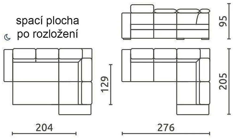 Sedací souprava NEST II | 276x205 cm | rozkládací | VÝBĚR TKANIN a NOŽIČEK