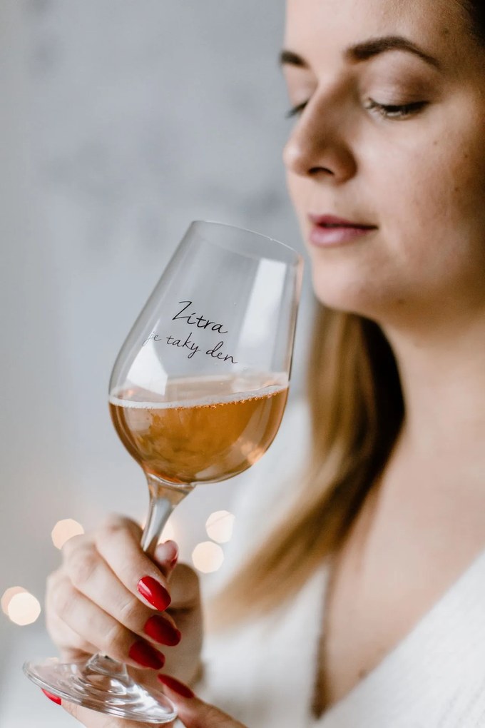 Bella Rose Sklenice na víno Zítra je taky den, čirá barva, sklo, 350 ml