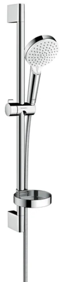 Hansgrohe Crometta, sprchová sada Vario se sprchovou tyčí 65 cm a miskou na mýdlo, bílá/chromová, HAN-26553400
