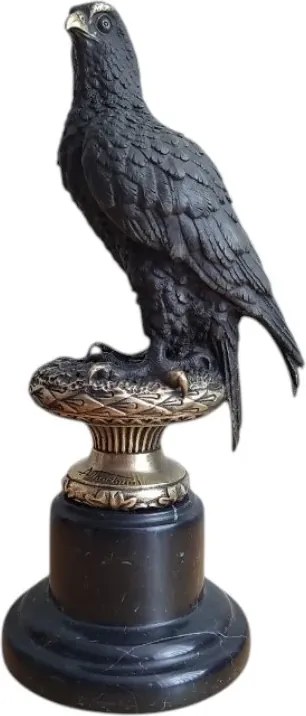 Orel na mramorovém podstavci – signovaný bronz A. Thorburn, francouzská sběratelská socha