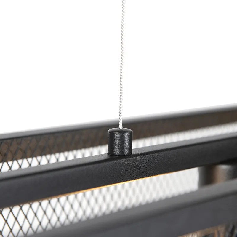 Chytrá průmyslová závěsná lampa černá vč. 4 WiFi A60 - Cage Wire