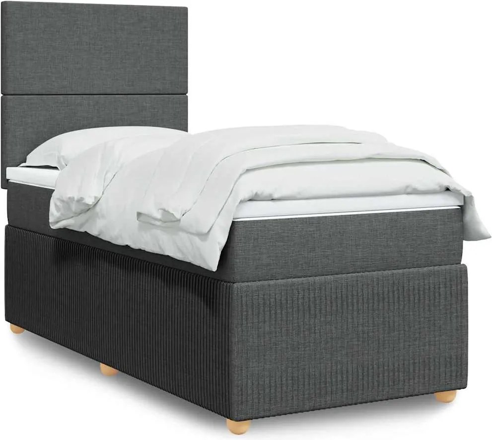 Box spring postel s matrací tmavě šedá 100 x 200 cm textil 3291961