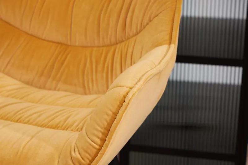 Barová židle holandská komfortní hořčicová žlutá sametová/ 41835