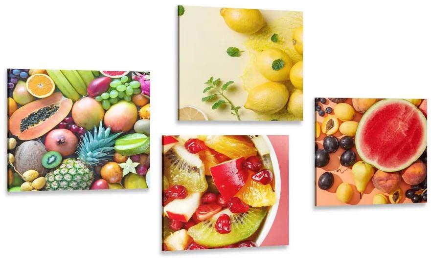 Set obrazů šťavnaté ovoce Varianta: 4x 60x60