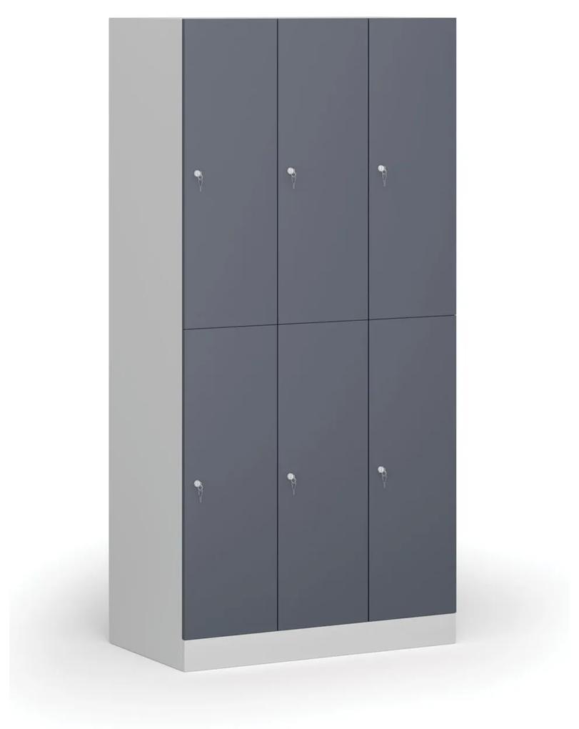 Šatní skříňka s úložnými boxy, 6 boxů, 1850 x 900 x 500 mm, cylindrický zámek, tmavě šedé dveře