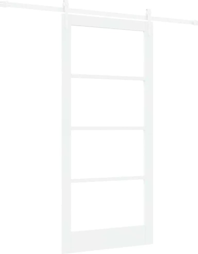 Posuvné dveře 93 x 202 cm Masivní borové dřevo a sklo Bílá 3332428