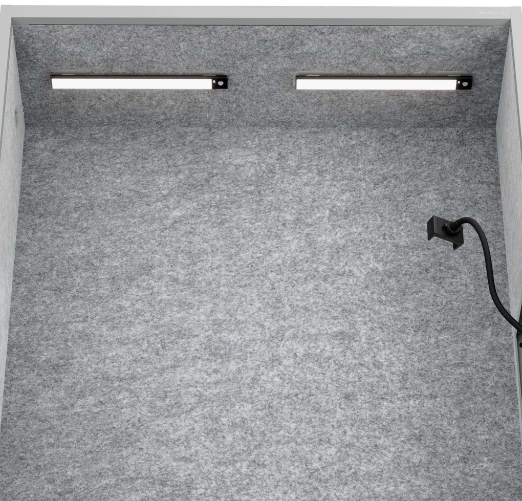Kancelářská akustická kabina se sedátkem a USB-C portem, korpus šedý / sedák šedá, 1150 mm: SALLY MentalBox