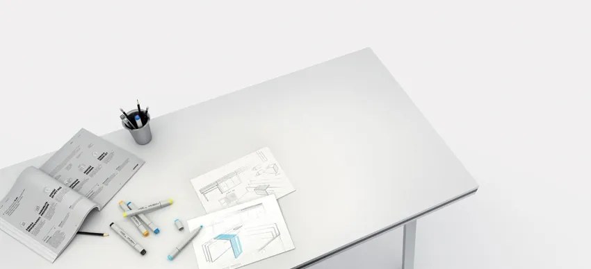 Kancelářský psací stůl LAYERS, výsuvná prostřední deska, 170 cm, bílá / šedá
