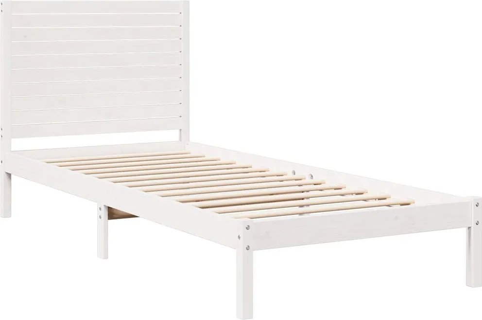 Prodloužený rám postele bez matrace bílý 90 x 210 cm masiv 3309296