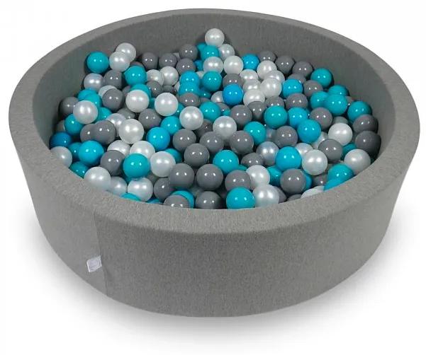 Mimii Suchý bazének 130x40 tmavě šedý, 400 kuliček-průsvitné, perleťové,stříbrné, světle modré Rozměr: 130x40 cm
