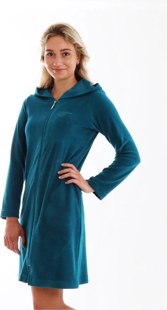 Krátký dámský župan na zip Bari 38 64 6450 deep lagoon - M