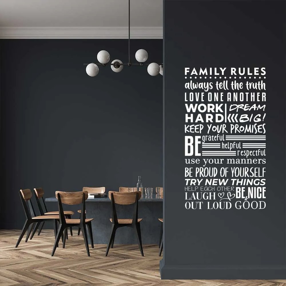 GLIX Family rules - samolepka na zeď Bílá 100x50 cm