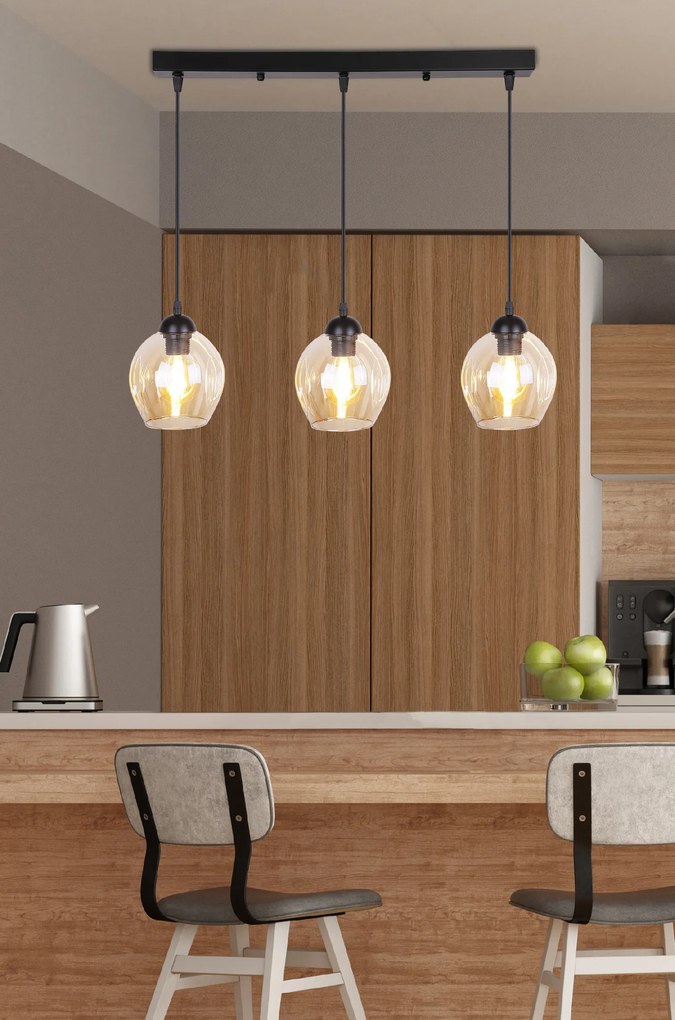 Černo-hnědý závěsný lustr Aspa pro žárovku 3x E27  - Candellux