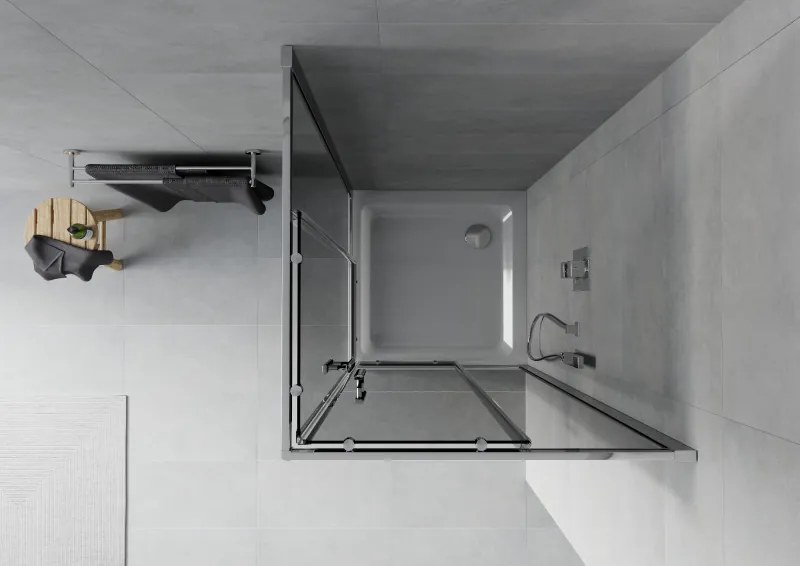 Mexen Rio čtvercový sprchový kout 70 x 70 cm, šedé sklo-chromový profil+ sprchová vanička, 860-070-070-01-40-4010