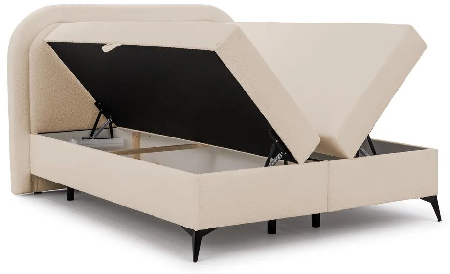 Béžová boxspring postel s úložným prostorem 180x200 cm Ornes – Ropez