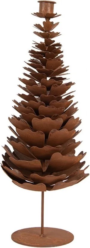 Rezavý rustikální svícen na úzkou svíčku stromek Tree Rust - Ø 18*38 cm