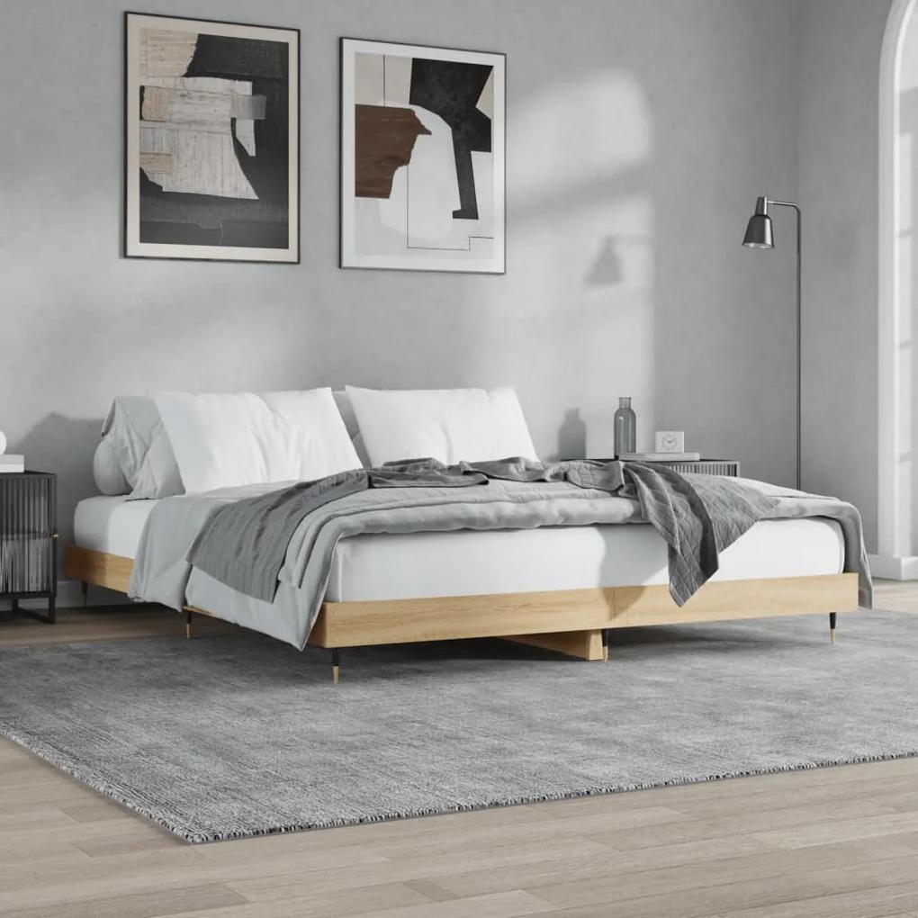 Rám postele dub sonoma 200 x 200 cm kompozitní dřevo - Default Title