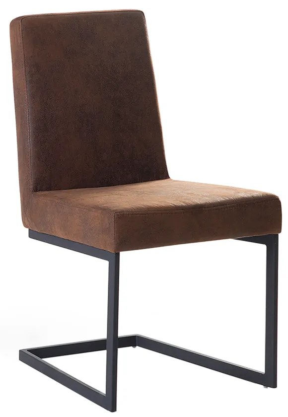 Hnědá kovová židle s koženým sedákem - ARCTIC