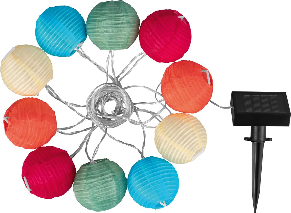 Livarno® Solární světelný LED řetěz, 10 LED (lampiony / barevná)