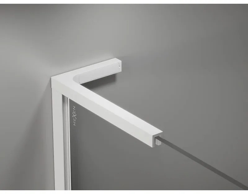 Mexen Kioto-X, L sprchová zástěna 120 x 200 cm, 10mm čiré sklo, bílý profil, 800-120-107-20-00-X