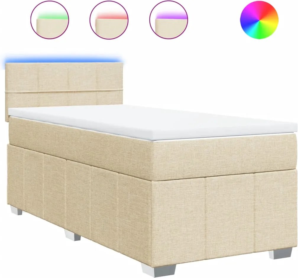 Box spring postel s matrací krémová 100 x 200 cm textil 3289284
