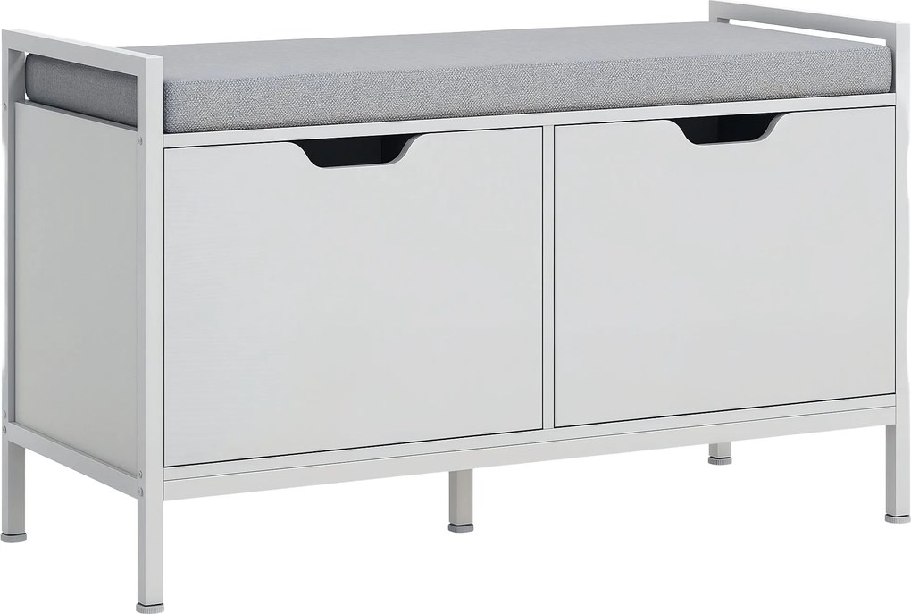 HOMCOM Lavice na boty se sedákem s odnímatelným polstrováním pro 4 páry bot - 84x35x50 cm Bílá | Aosom