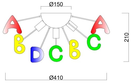 Brilagi - Přisazený lustr KINDER 5xE14/40W/230V pestrobarevná