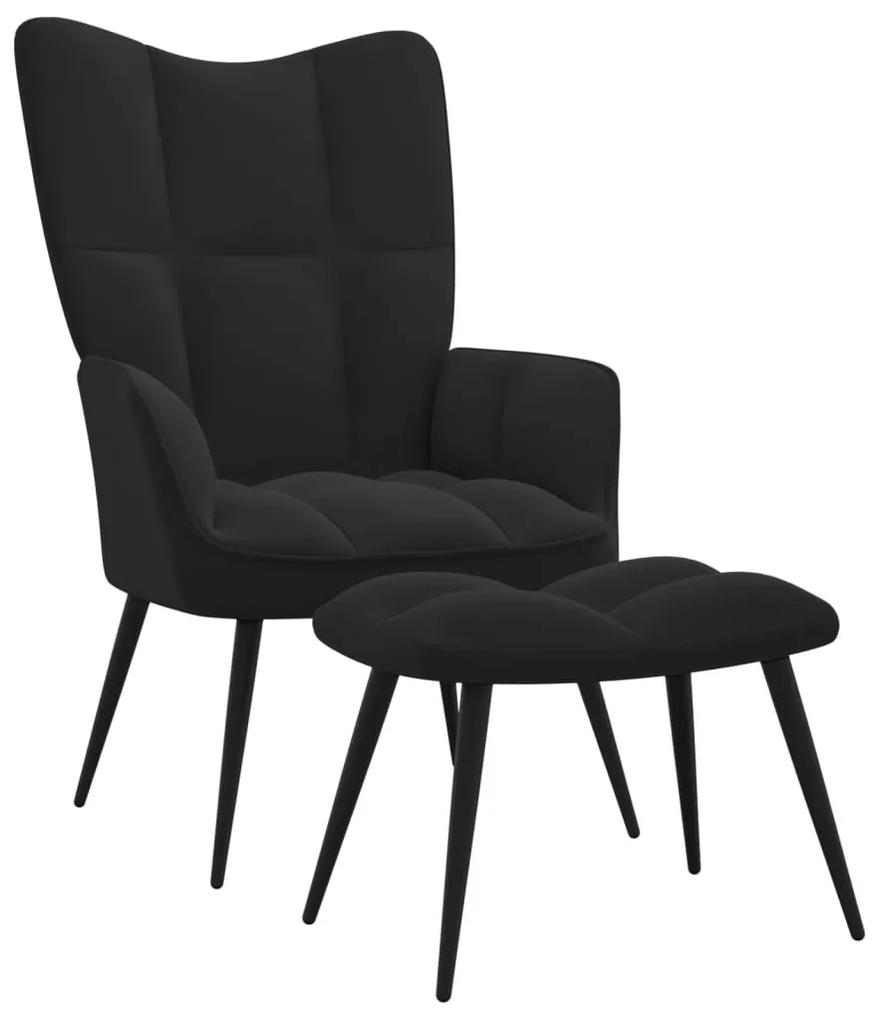 Relaxační křeslo se stoličkou černé samet,  328090