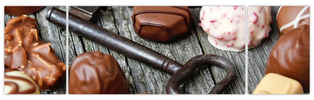 Obraz čokolády a klíče (170x50 cm)