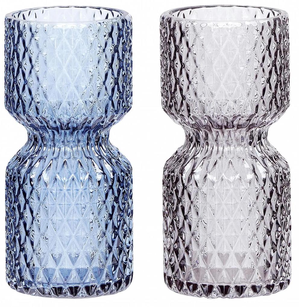 Hübsch Skleněná váza Hyacinth Blue/grey Modrá, modrá barva, šedá barva, sklo