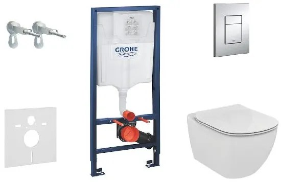 Grohe Rapid SL - Set předstěnové instalace, klozetu a sedátka Ideal Standard, Aquablade, SoftClose tlačítka Skate Cosmo, chrom 38528SET-KU