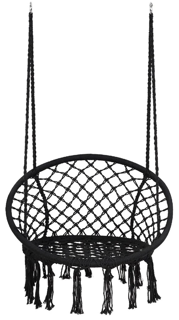 Bluegarden Rea, Závěsné boho křeslo s polštářem černé 490129A, OGR-03542