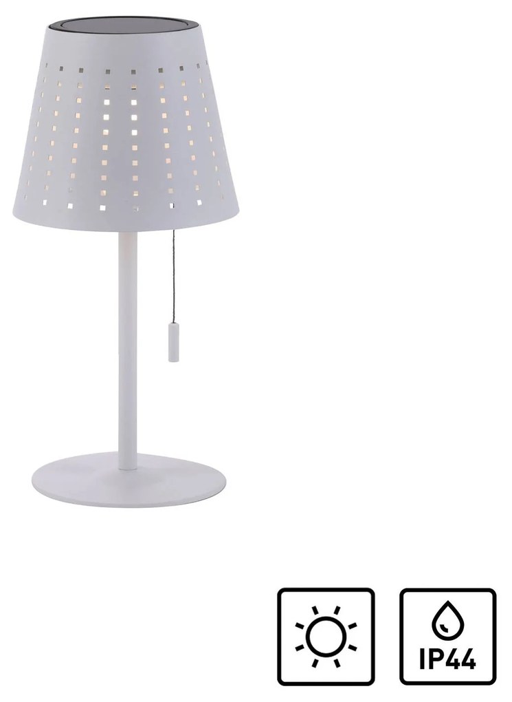 LED stolní lampa Mandy, USB, solární, bílá
