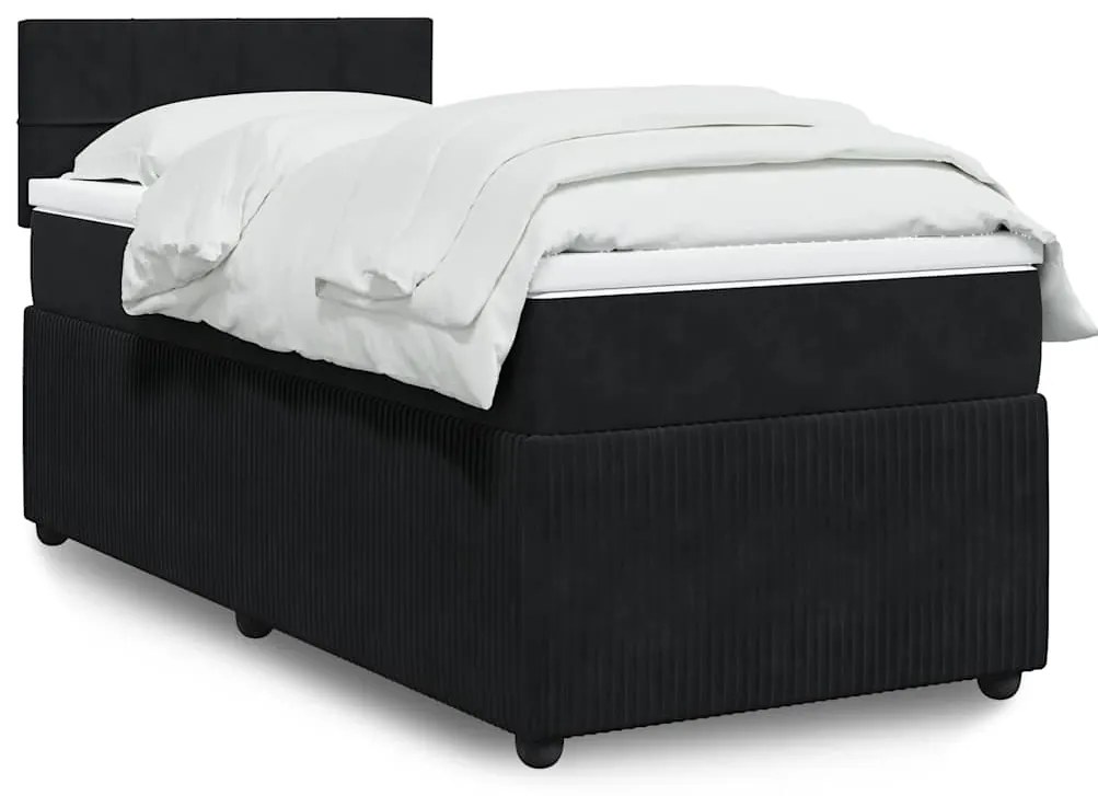 Box spring postel s matrací černá 90x200 cm samet 3289952