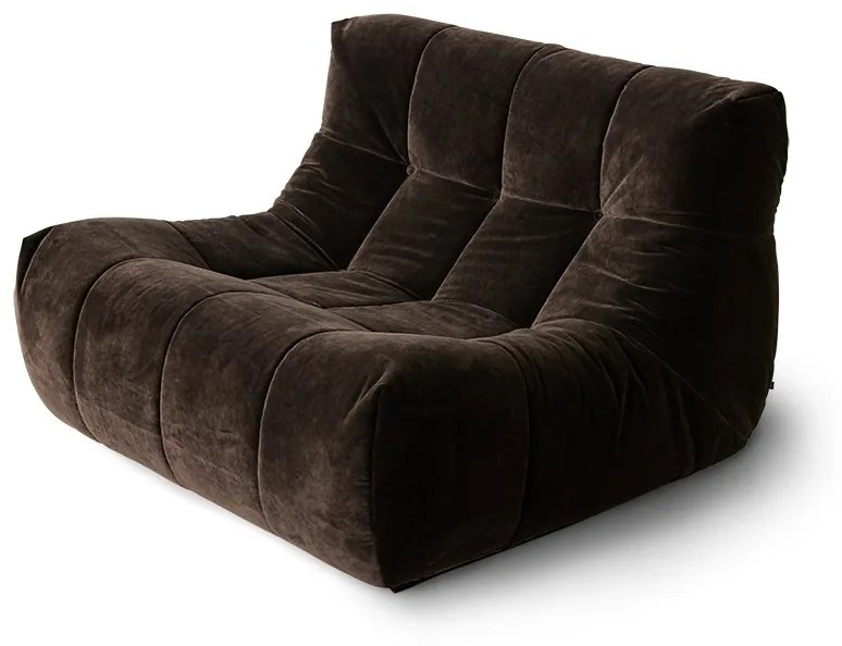 Hnědá sametová pěnová lenoška Lazy Lounge espresso - 105*105*75 cm