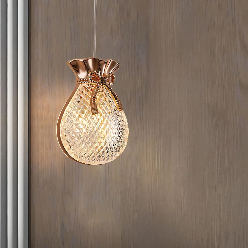 Toolight Závěsné skleněné LED osvětlení D19 LHJ107-1CP růžová zlatá