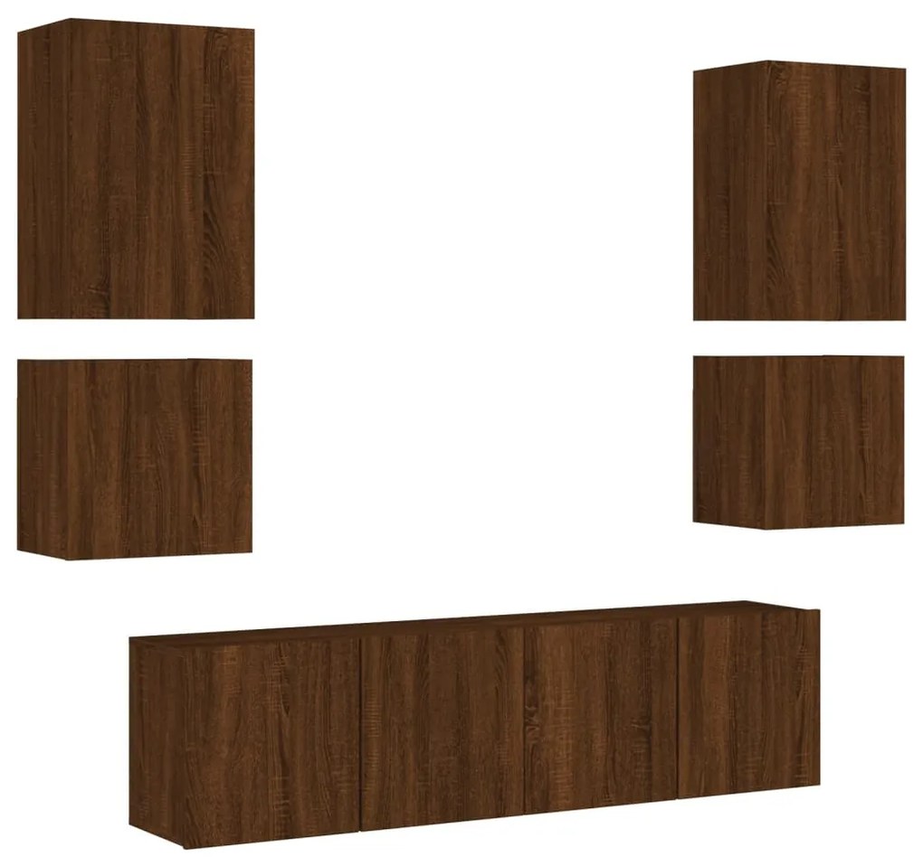 6dílná obývací stěna hnědý dub kompozitní dřevo - Default Title