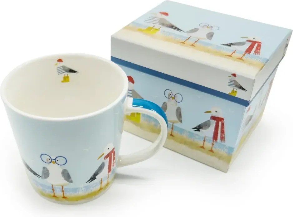 Hrnek Racčí parta, 400 ml – New Bone China, rackové na pláži, dárková krabička