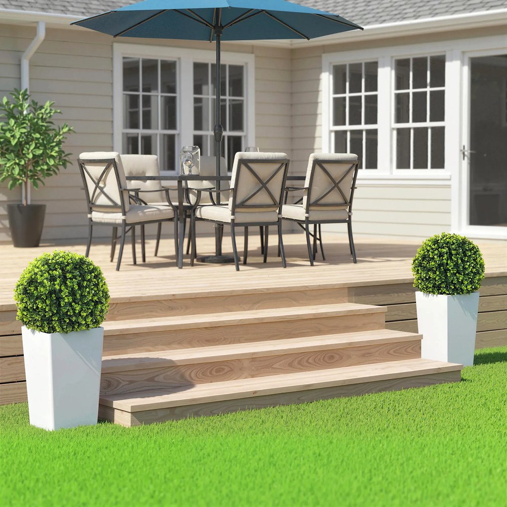 HOMCOM sada 2 umělých eukalyptových topiary, výška 65 cm, 330 listů, UV-odolné, v bílých trapezových květináčích