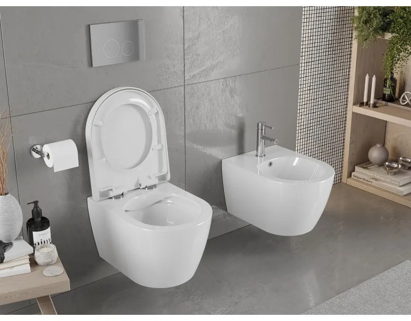 Mexen Carmen WC mísa Rimless s pomalu padající deskou tvrdá, duroplast, Bílá - 30880200