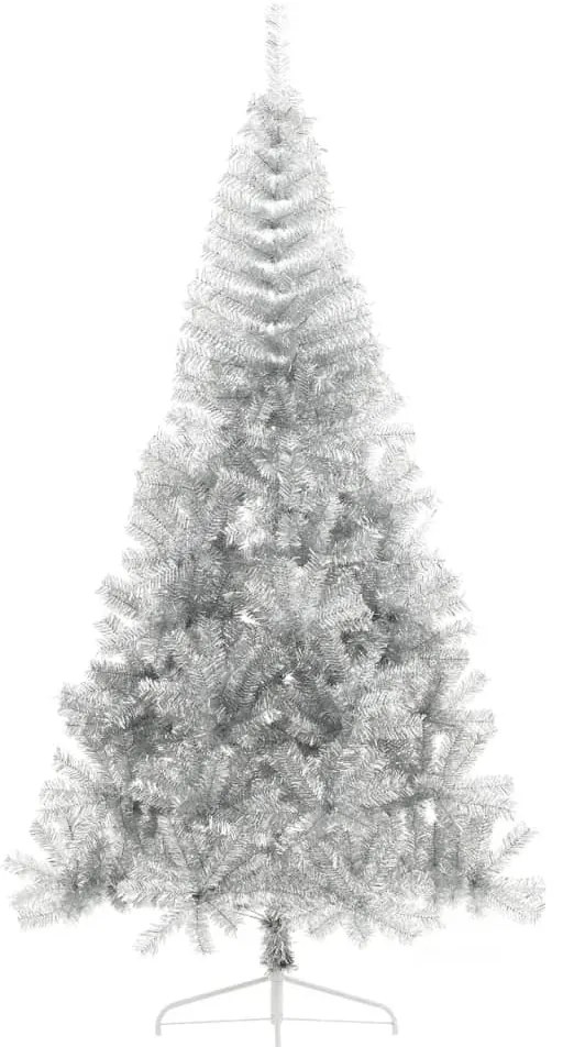 344699 vidaXL Umělý poloviční vánoční stromek se stojanem stříbrný 240 cm PET