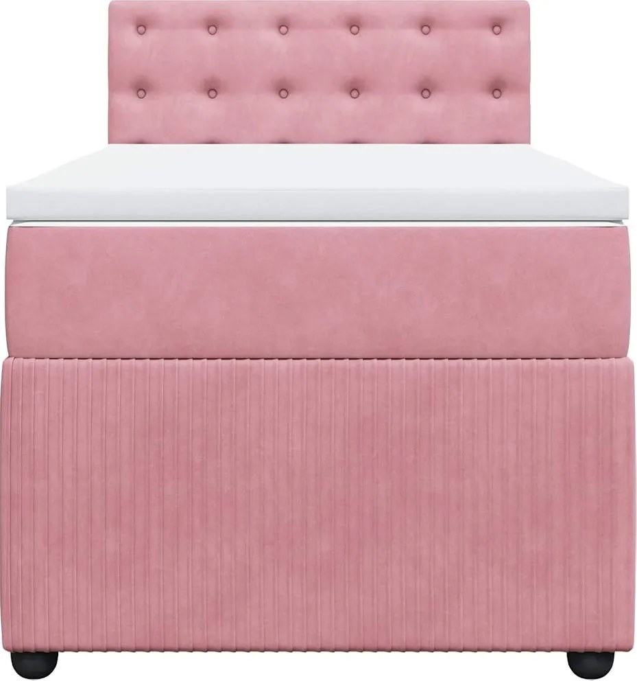 Box spring postel s matrací růžová 90x200 cm samet 3289943