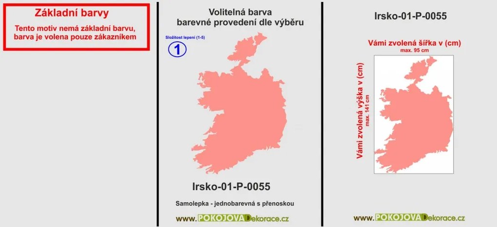 Mapa Irska - 01, Samolepky na zeď