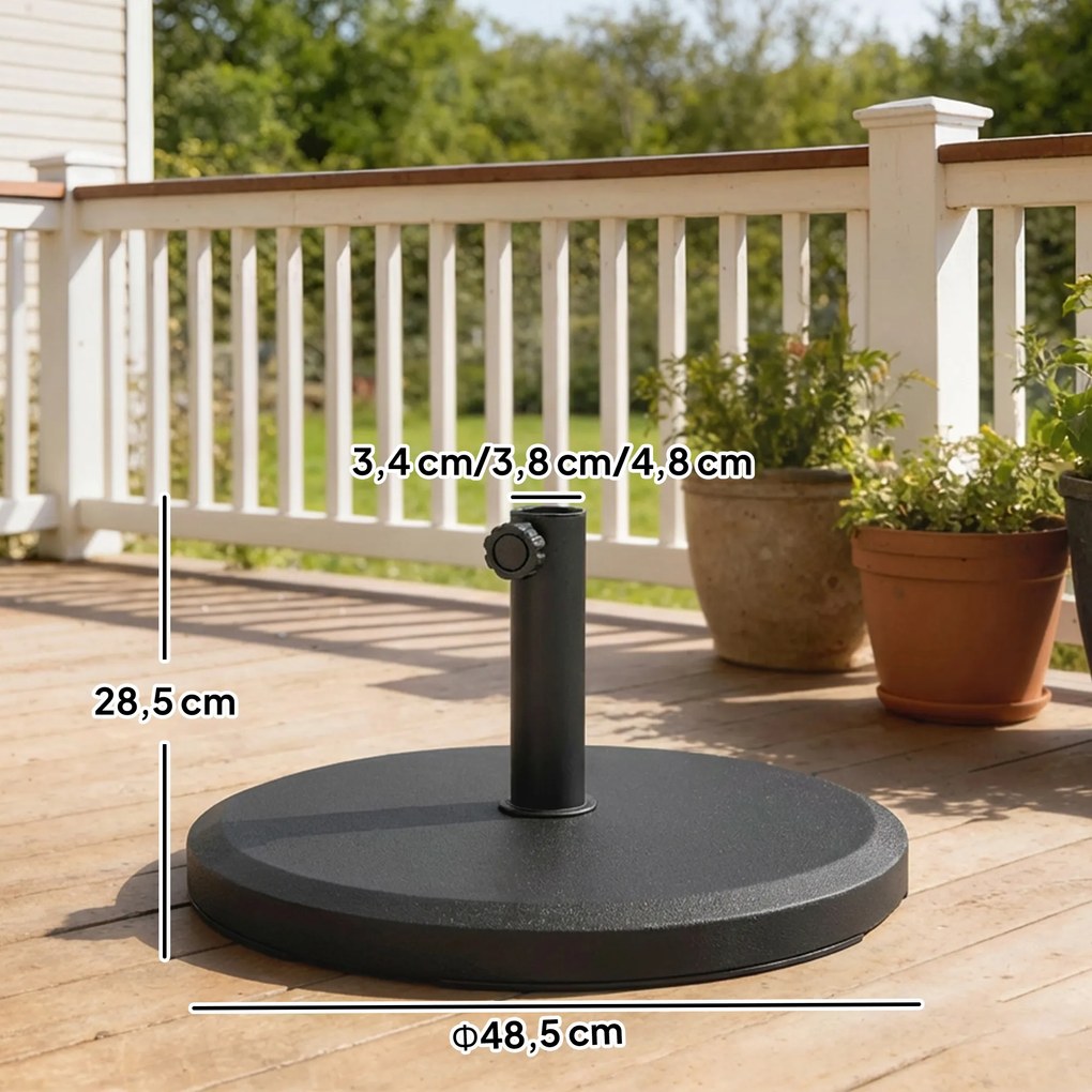 Cementový stojan na slunečník 13 kg Kulatý stojan na slunečník o průměru trubky 34 mm/38 mm/48 mm, černý