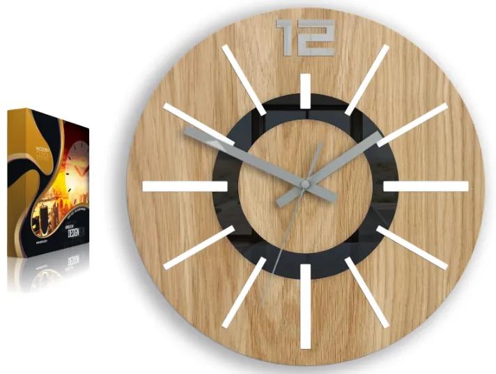 M.Clock Tiché nástěnné jednoduché dřevěné hodiny 33,5x33.5cm