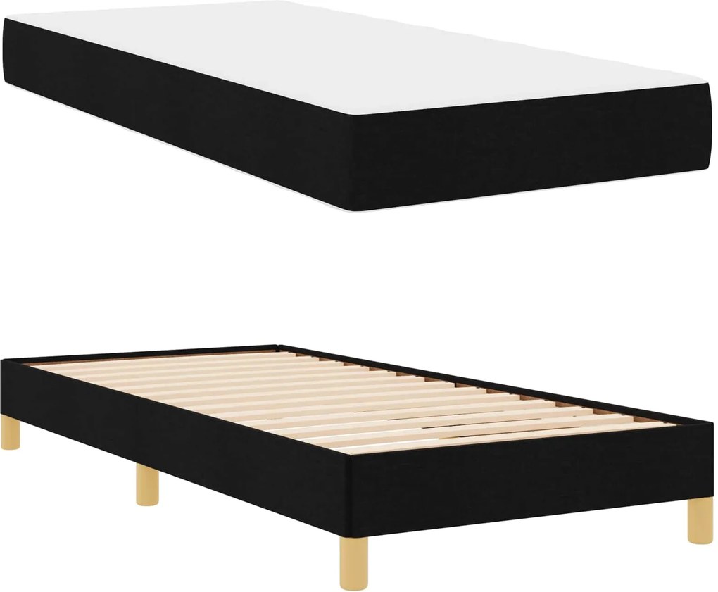 Postel s boxspringem s matrací Černá 90 x 190 cm textil 3398530