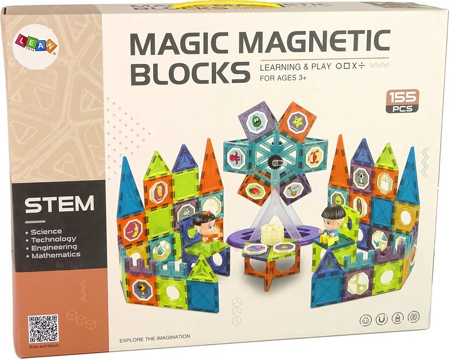 LEAN Toys Magnetické stavebnice 3D – Ruské kolo, 155 dílů