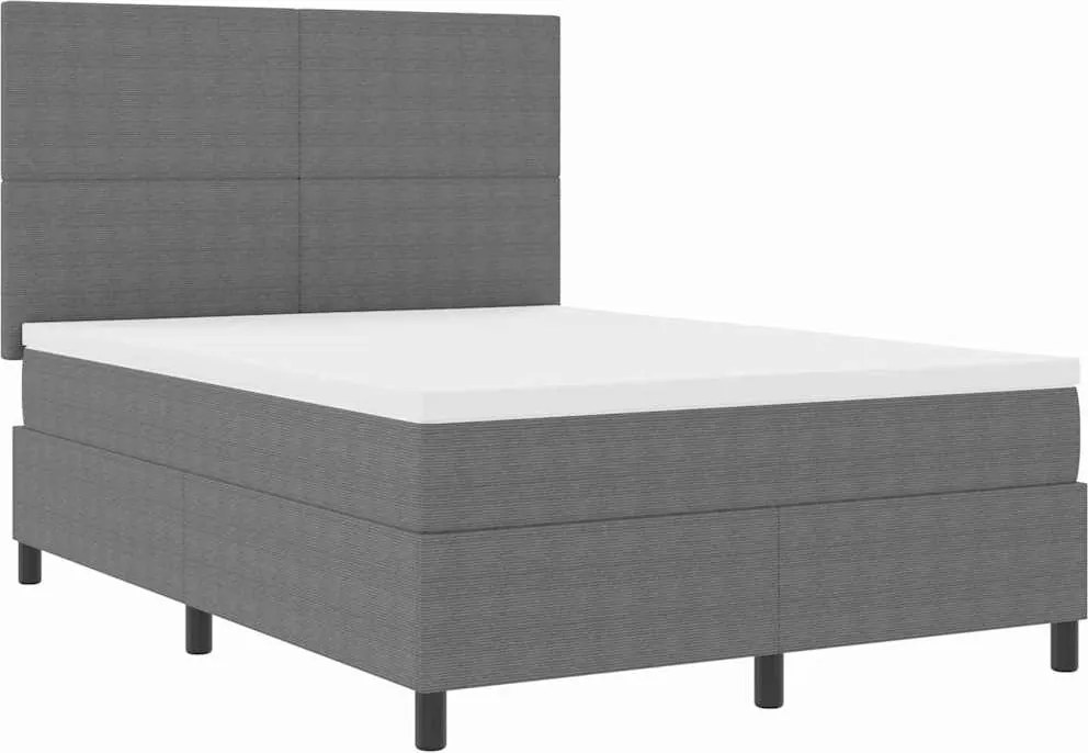 Postel s boxspringem s čelo Světle šedá a bílá 140 x 190 cm 3337555
