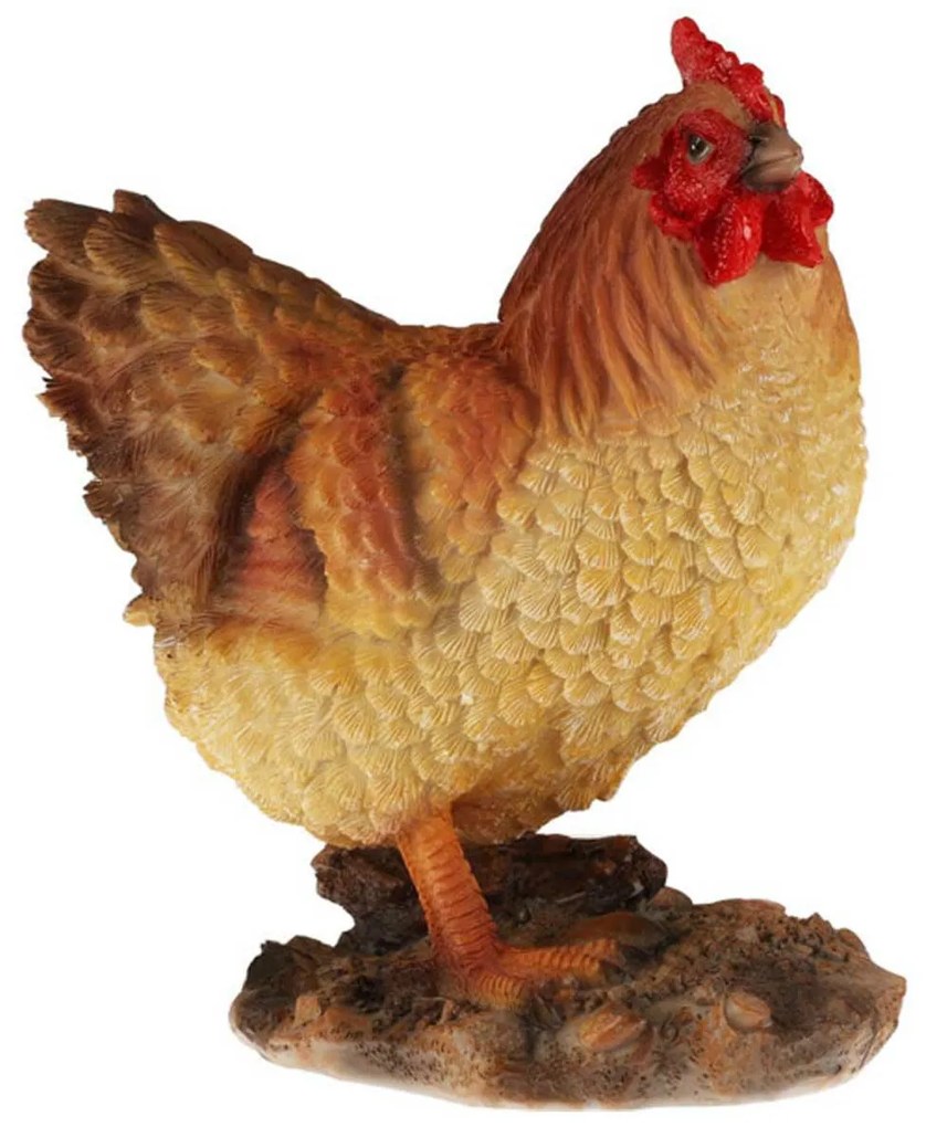 Zahradní figurka z polyresinu Chicken, 19 cm, hnědá
