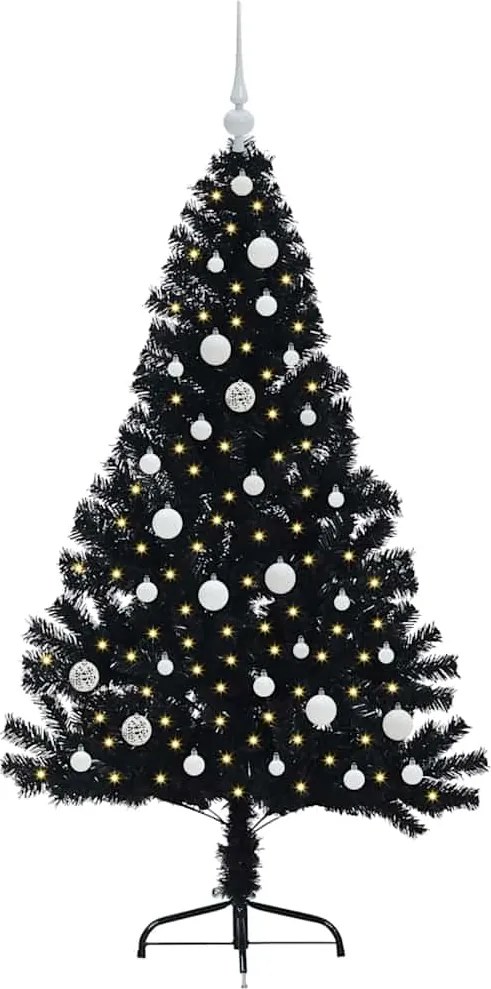 Umělý osvětlený vánoční stromeček Černá 150 cm PVC 3397131